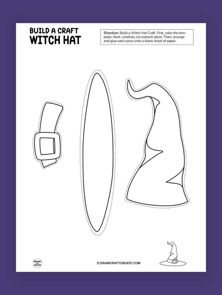 Free Printable Build A Witch Hat Craft - Draw Craft Create