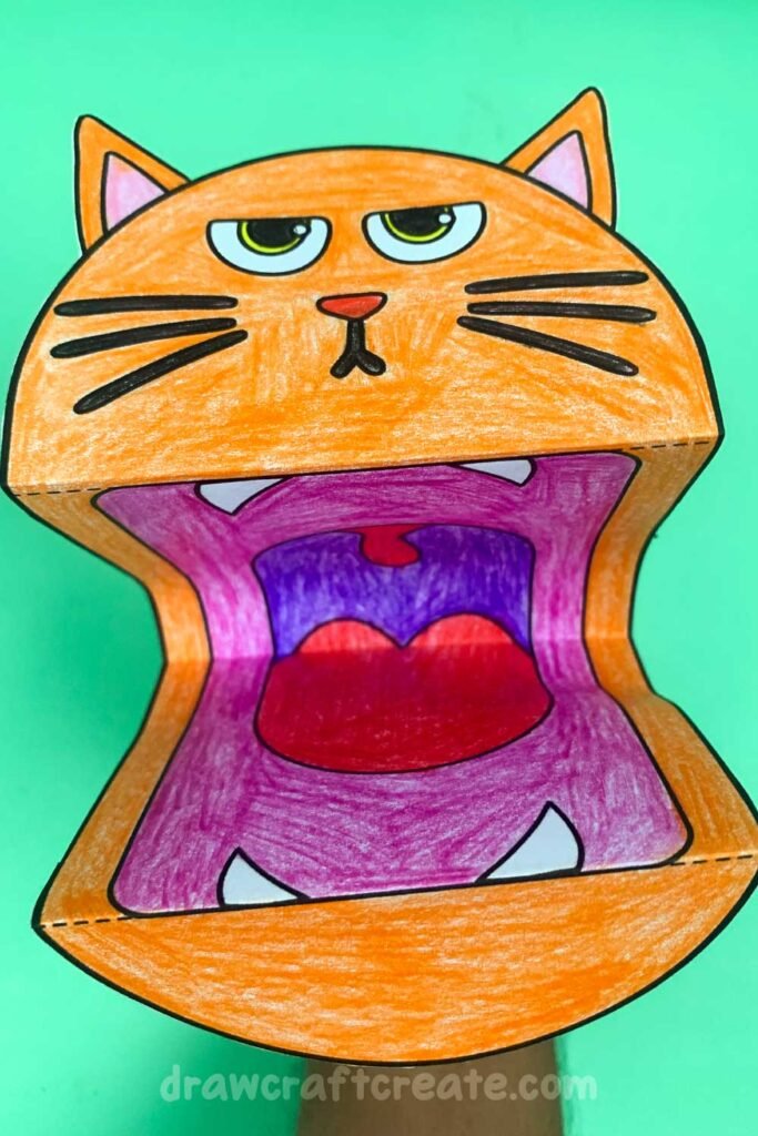 Free Halloween Puppets Printable (Pumpkin, Cat, Monster) - Draw Craft ...