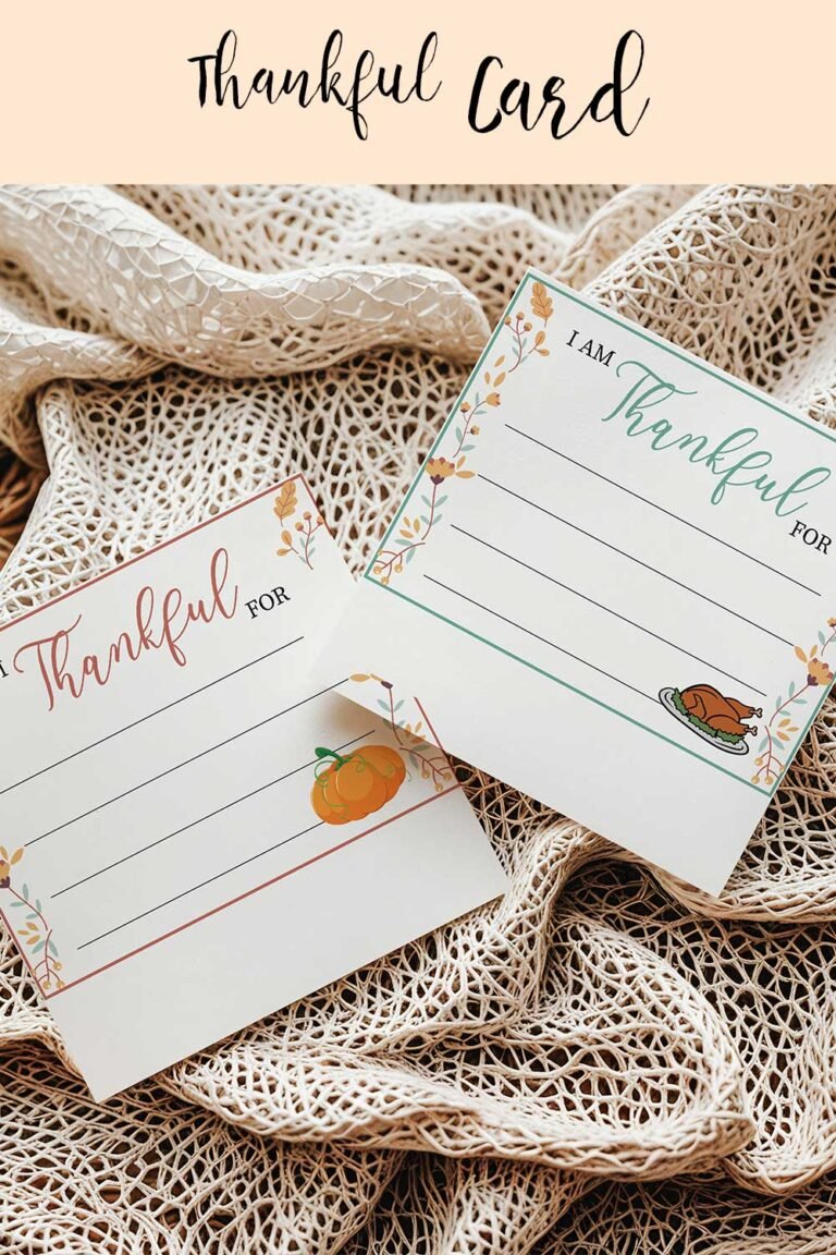 Free Printable Thanksgiving I Am Thankful For Cards - Draw Craft Create