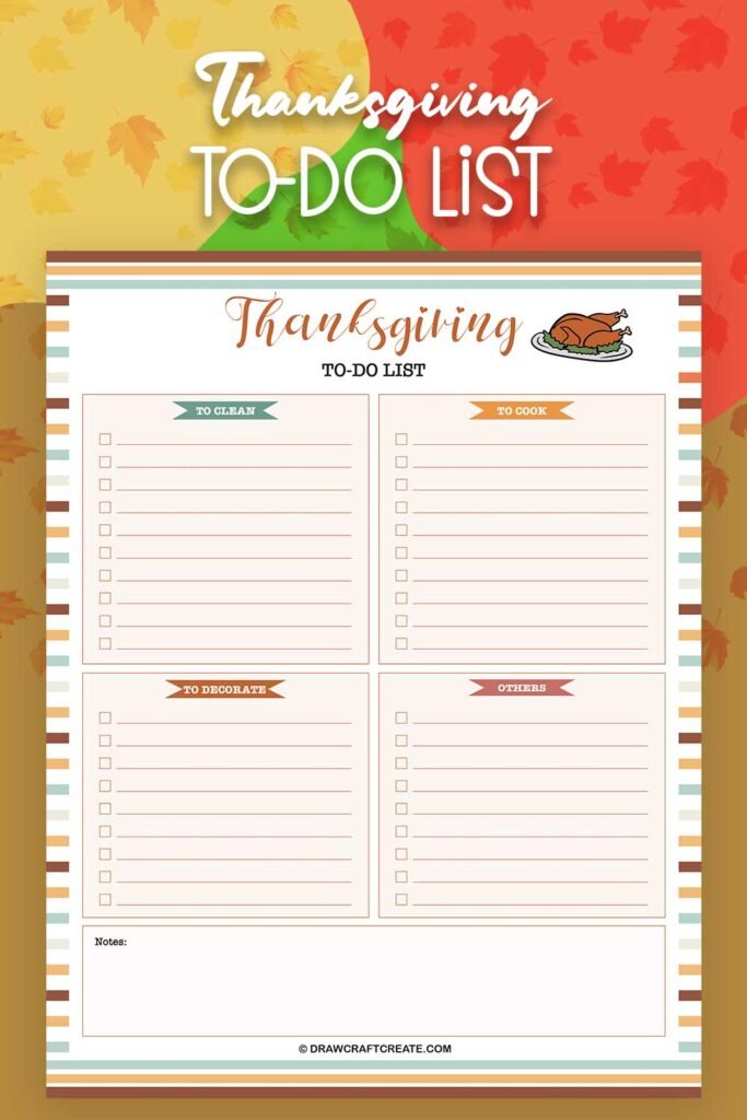 Free Printable Thanksgiving To Do Lists - Draw Craft Create