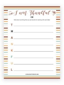 Free Printable Thanksgiving I Am Thankful For - Draw Craft Create