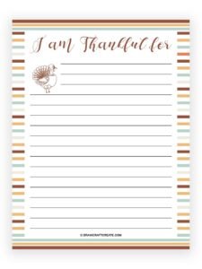 Free Printable Thanksgiving I Am Thankful For - Draw Craft Create