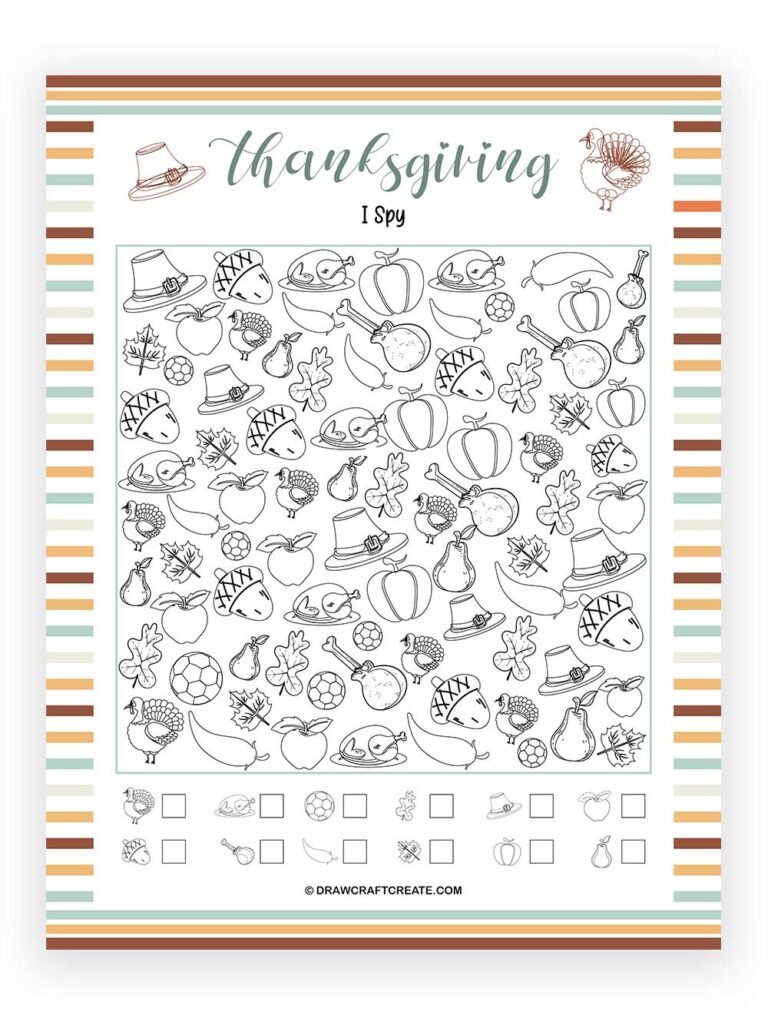 Free Printable Thanksgiving I Spy - Draw Craft Create