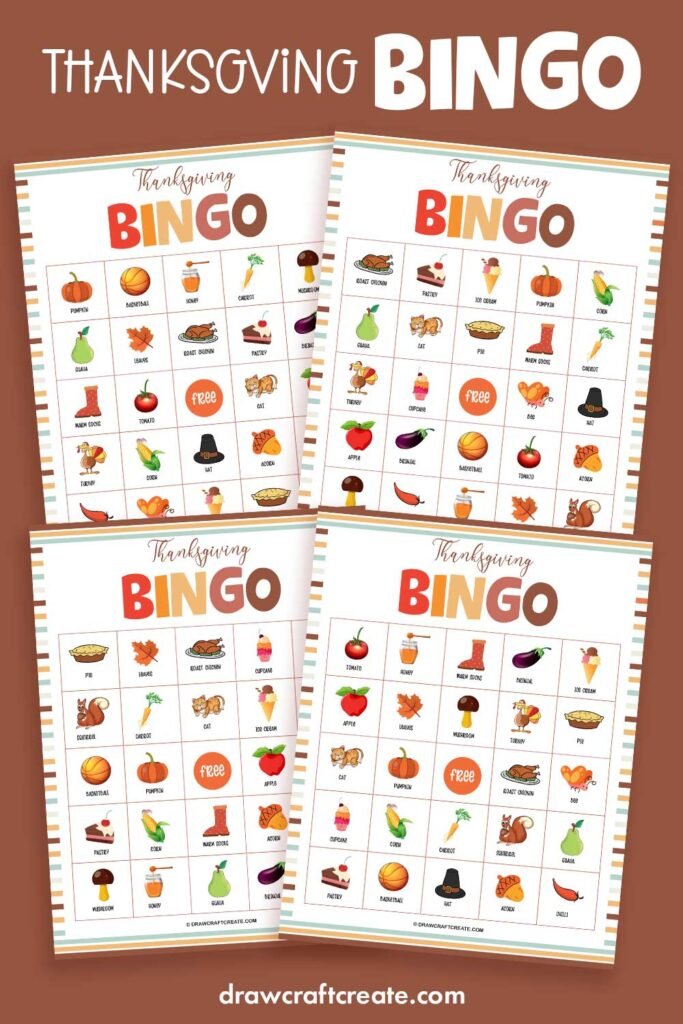 Free Printable Thanksgiving Bingo Cards - Draw Craft Create