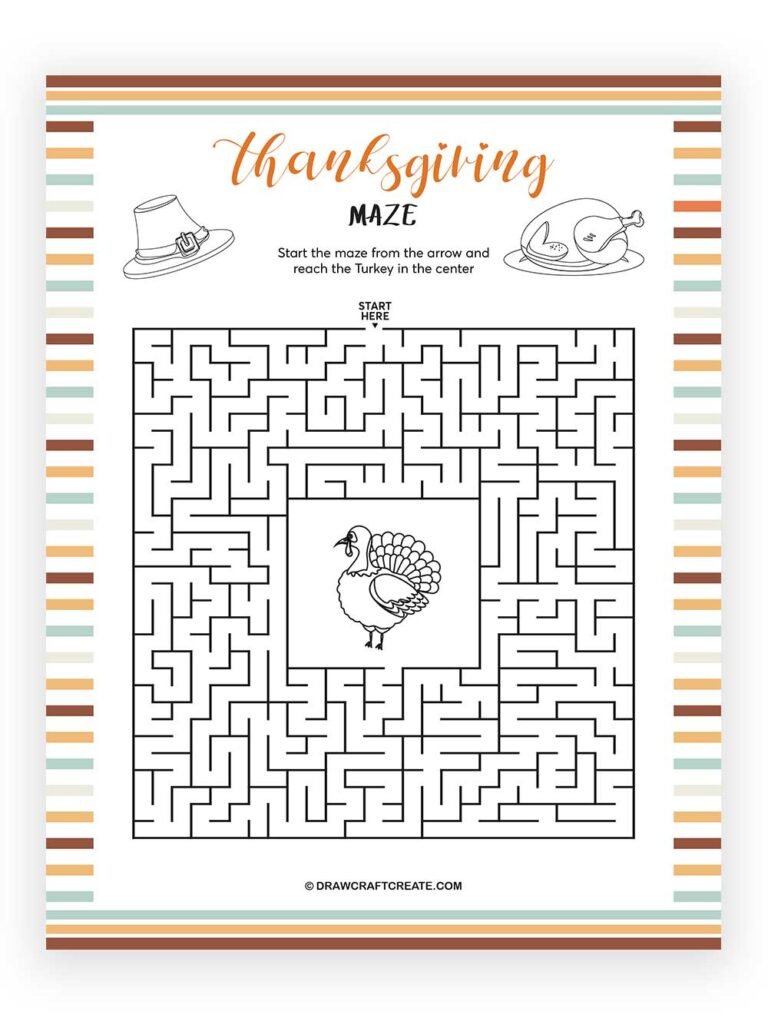 Free Printable Thanksgiving Maze - Draw Craft Create