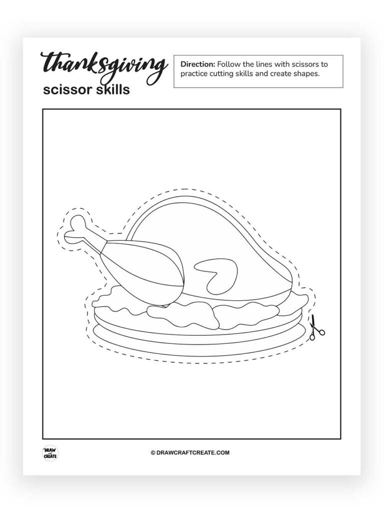 Free Printable Thanksgiving Scissor Skills - Draw Craft Create