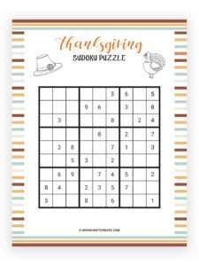 Free Printable Thanksgiving Sudoku - Draw Craft Create