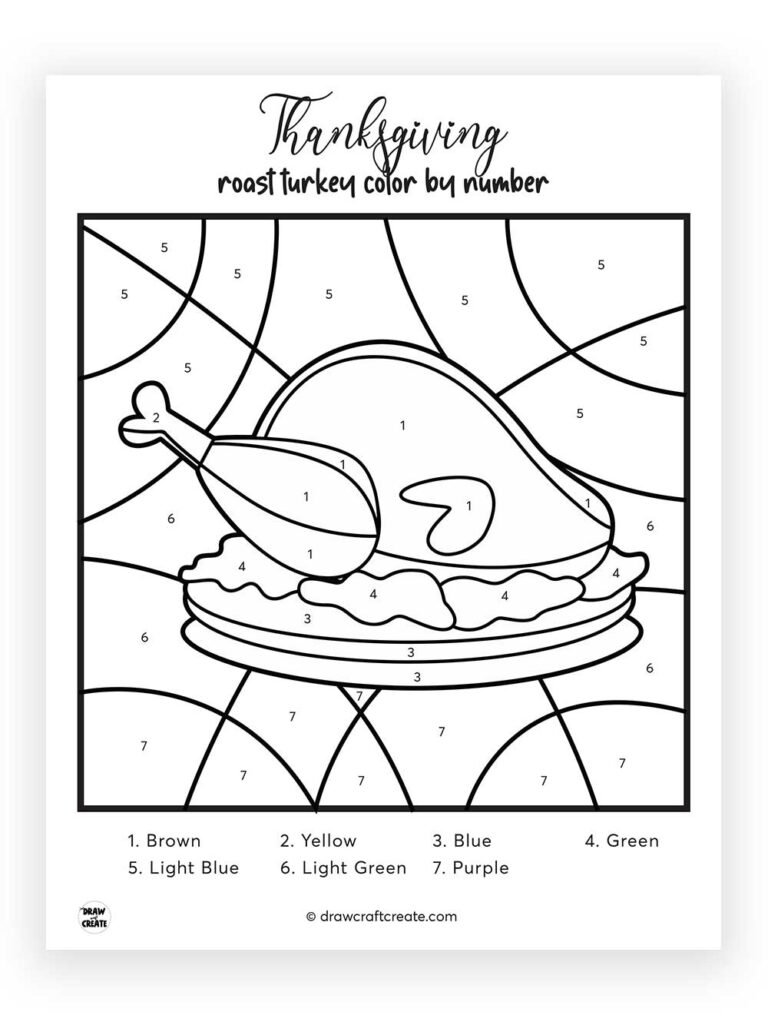 Free Printable Thanksgiving Color By Number - Draw Craft Create