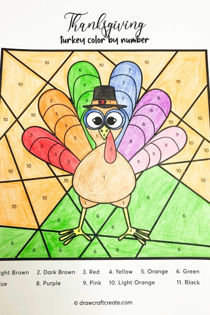 Free Printable Thanksgiving Color By Number - Draw Craft Create