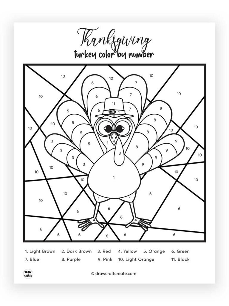 Free Printable Thanksgiving Color By Number - Draw Craft Create