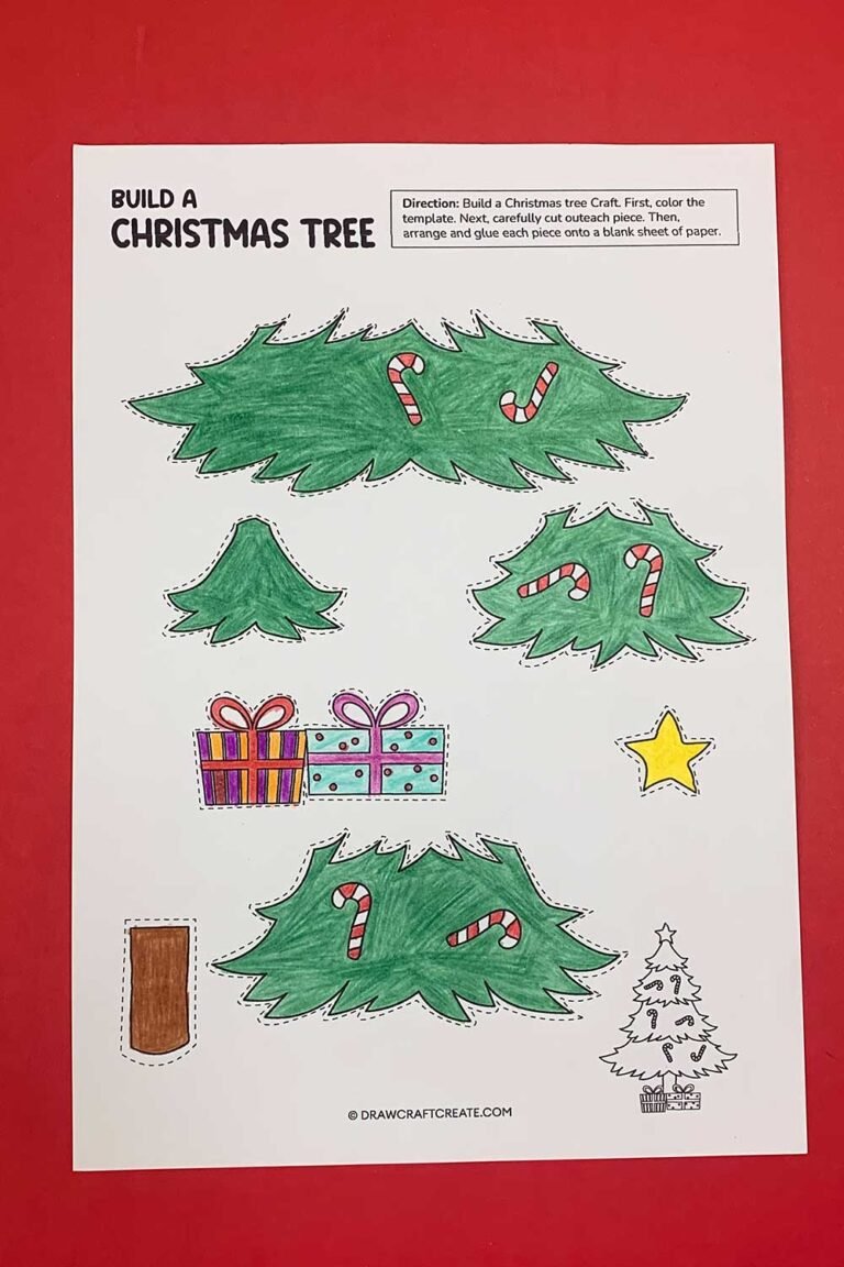 Free Printable Build a Christmas Tree Craft - Draw Craft Create