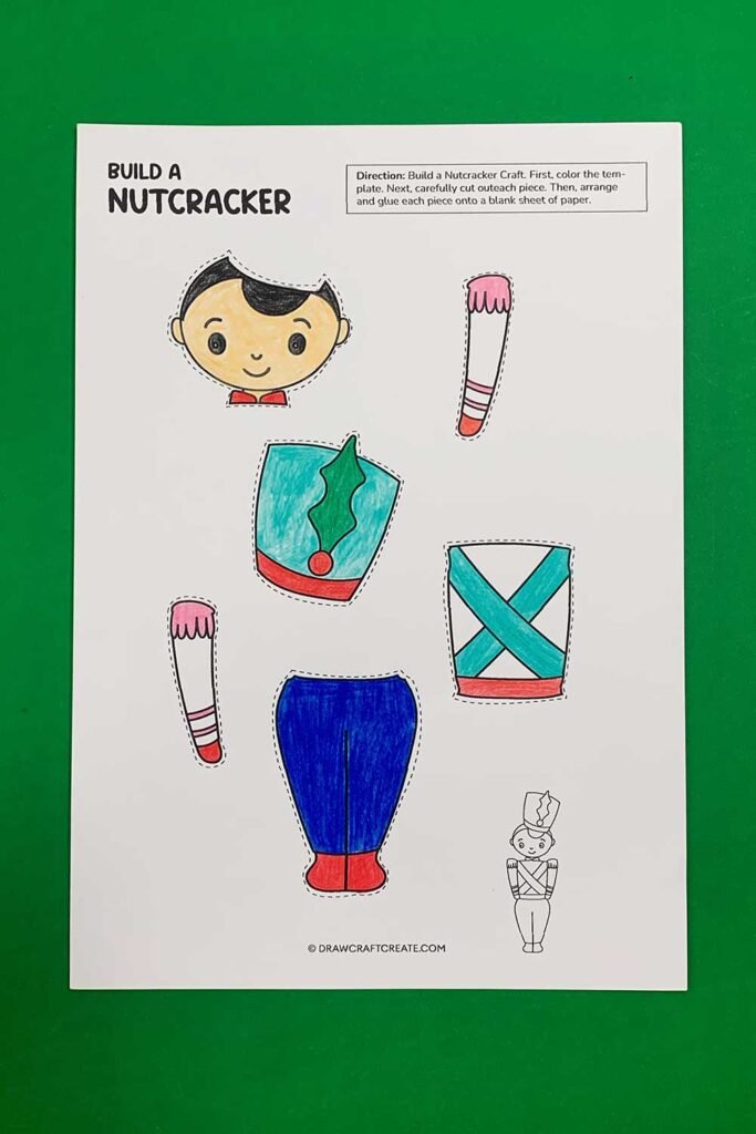 Free Printable Build a Nutcracker Craft - Draw Craft Create
