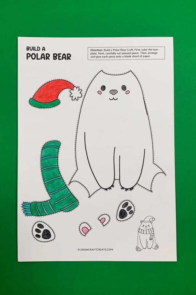 Free Printable Build a Polar Bear Craft - Draw Craft Create