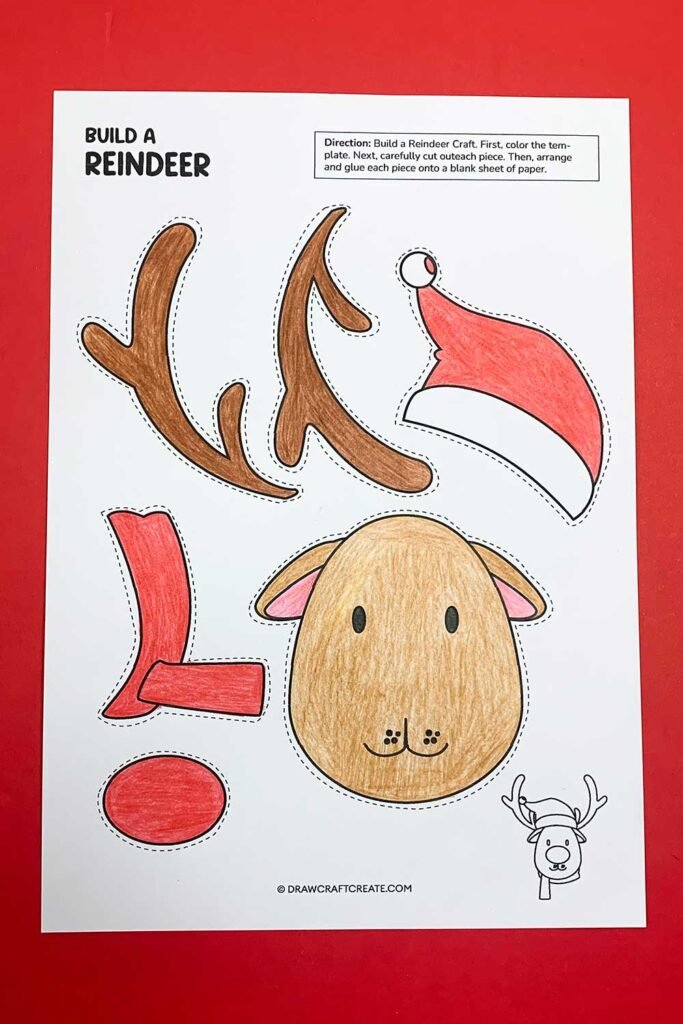 Free Printable Build a Reindeer Craft - Draw Craft Create