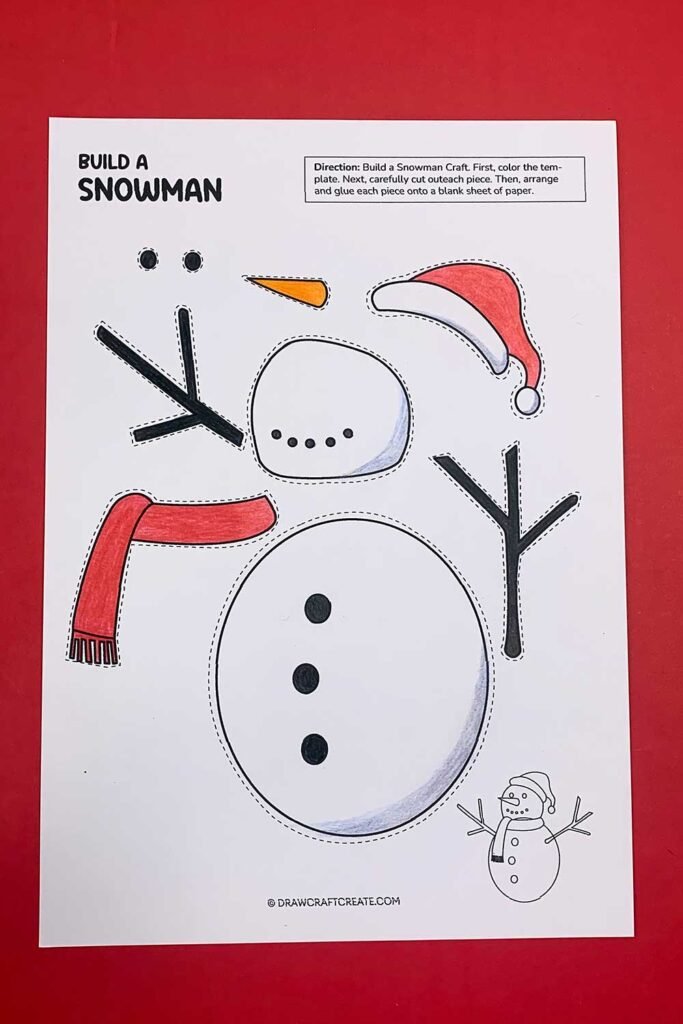 Free Printable Build a Snowman Craft - Draw Craft Create