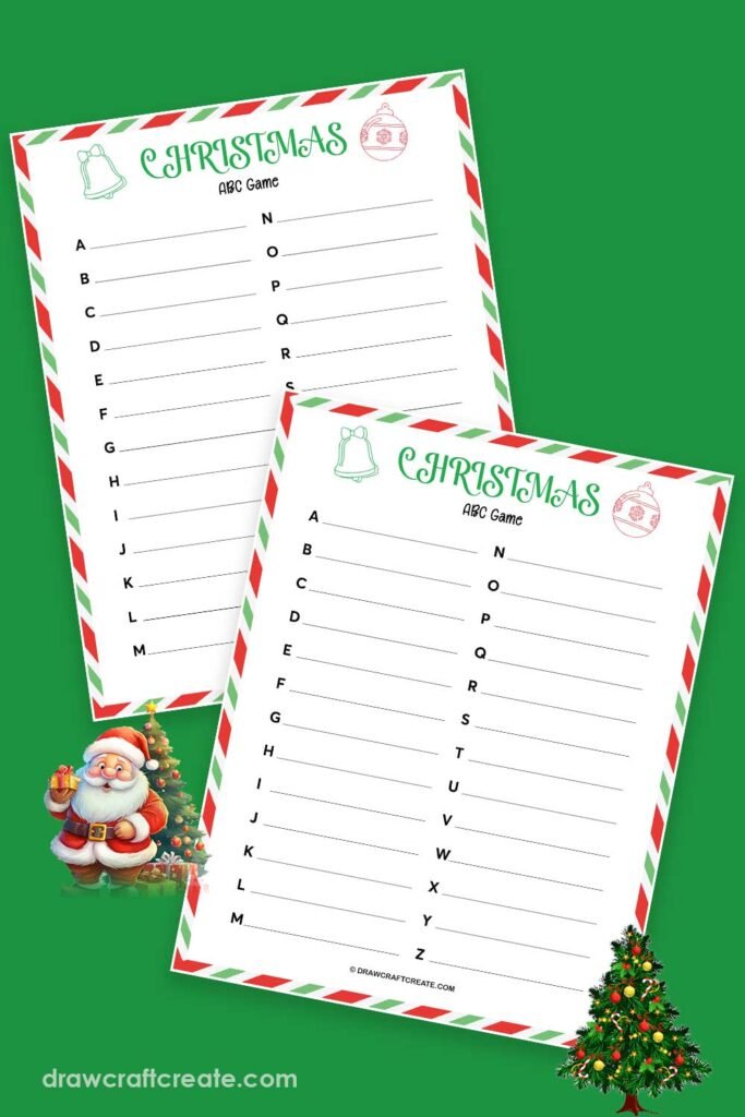 Free Printable Christmas ABC Game - Draw Craft Create