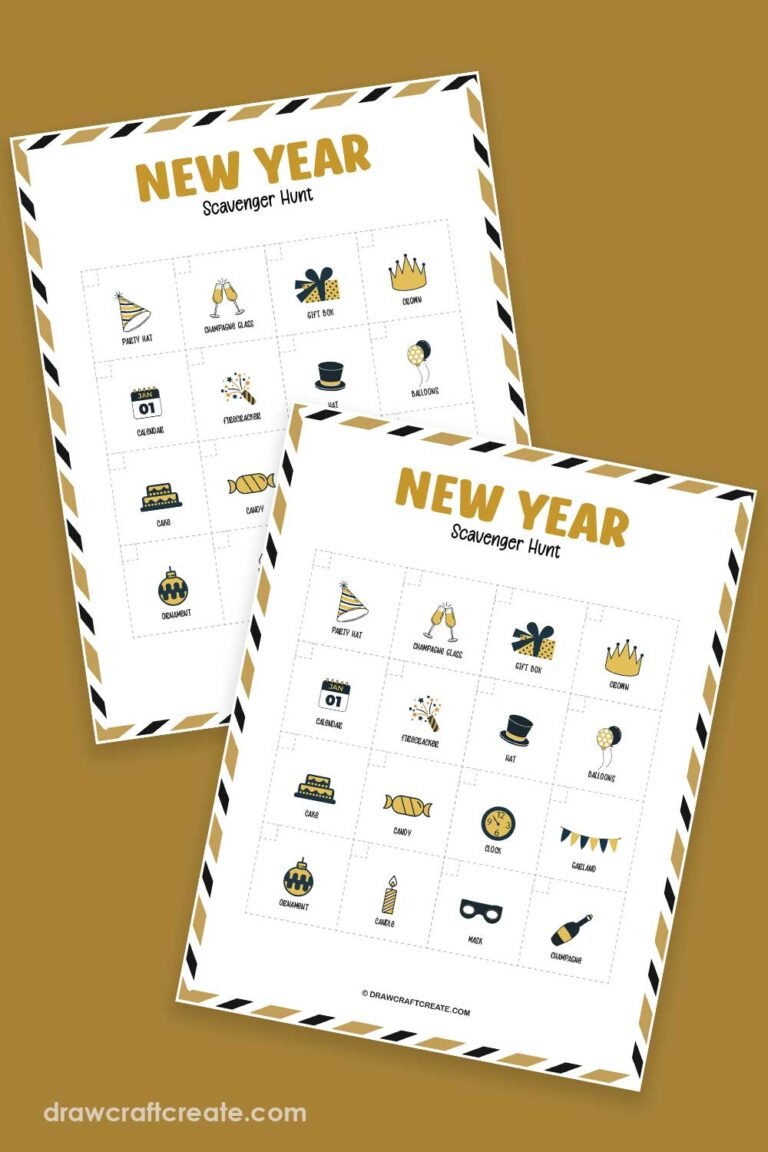 Free Printable New Year Scavenger Hunt - Draw Craft Create