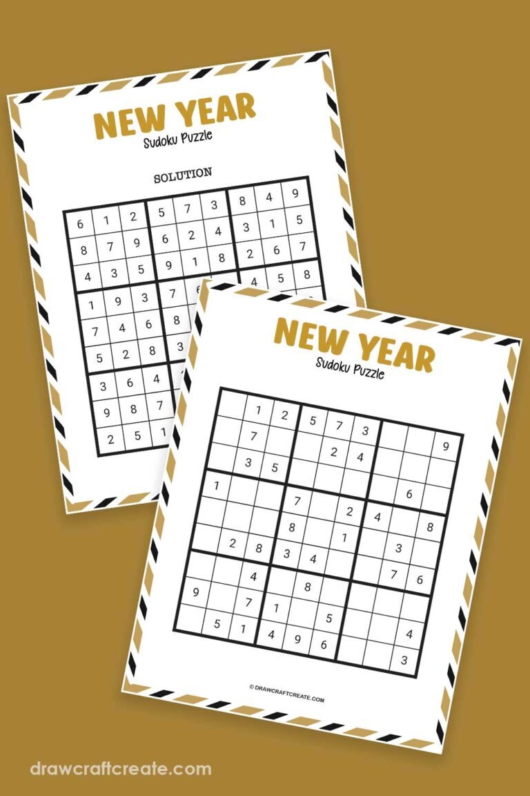 Free Printable New Year Sudoku Puzzle - Draw Craft Create
