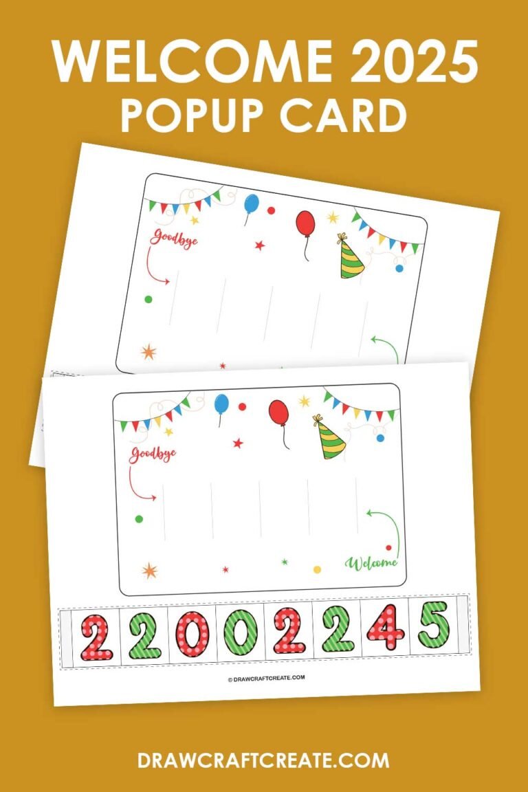 Free Printable Welcome 2025 Popup Card - Draw Craft Create