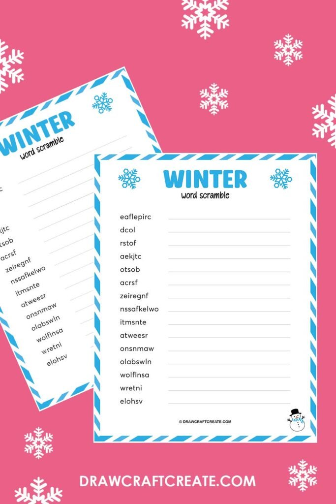 Free Printable Winter Word Scramble - Draw Craft Create