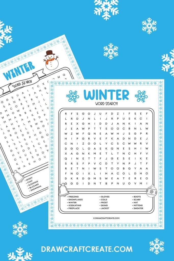 Free Printable Winter Word Search - Draw Craft Create