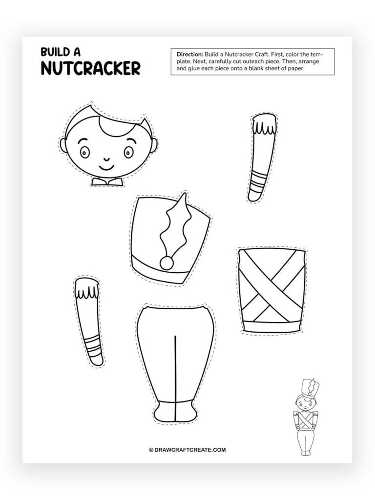 Free Printable Build a Nutcracker Craft - Draw Craft Create