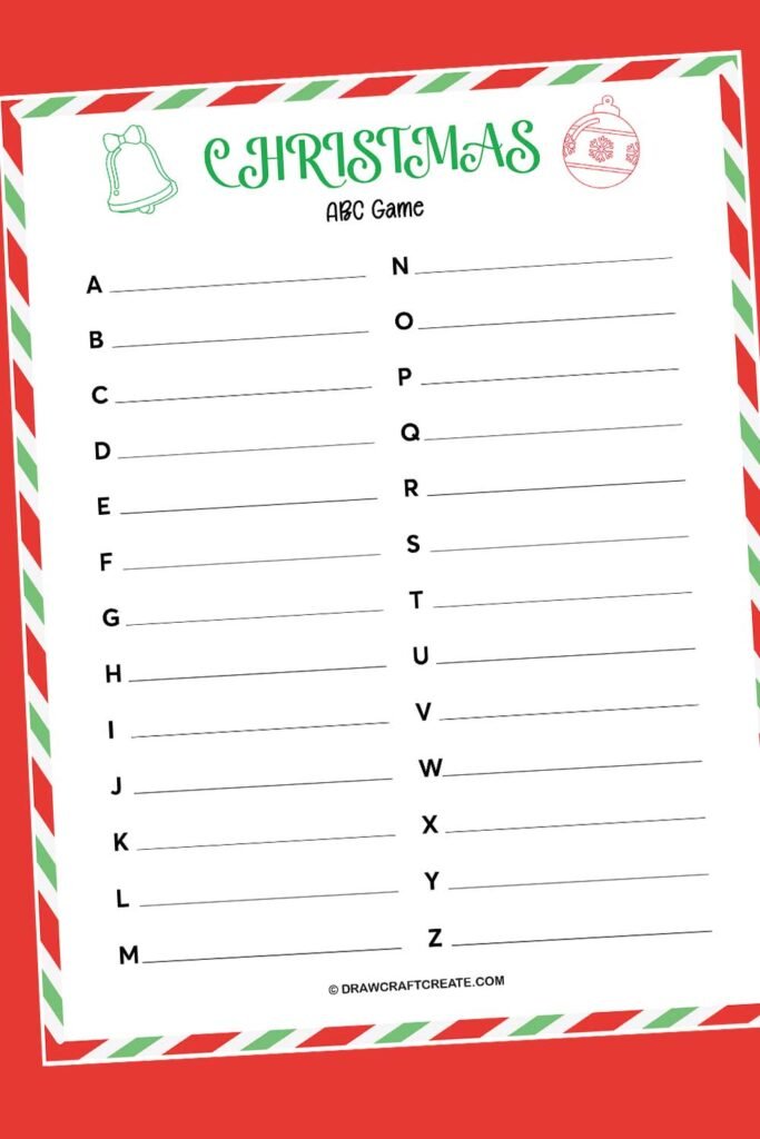 Free Printable Christmas ABC Game - Draw Craft Create