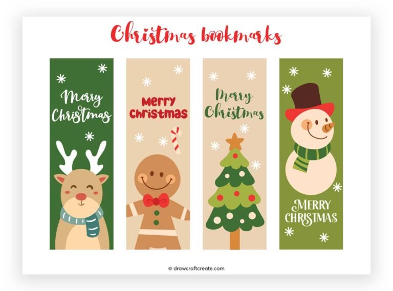 Free Printable Christmas Bookmarks - Draw Craft Create
