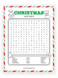 Free Printable Christmas Word Search - Draw Craft Create