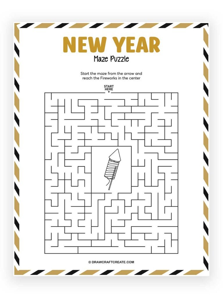 Free Printable New Year Maze Puzzle - Draw Craft Create