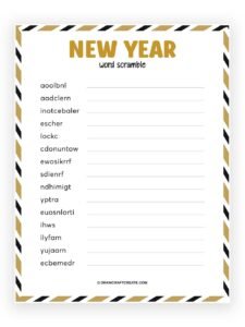 Free Printable New Year Word Scramble - Draw Craft Create