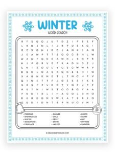 Free Printable Winter Word Search - Draw Craft Create