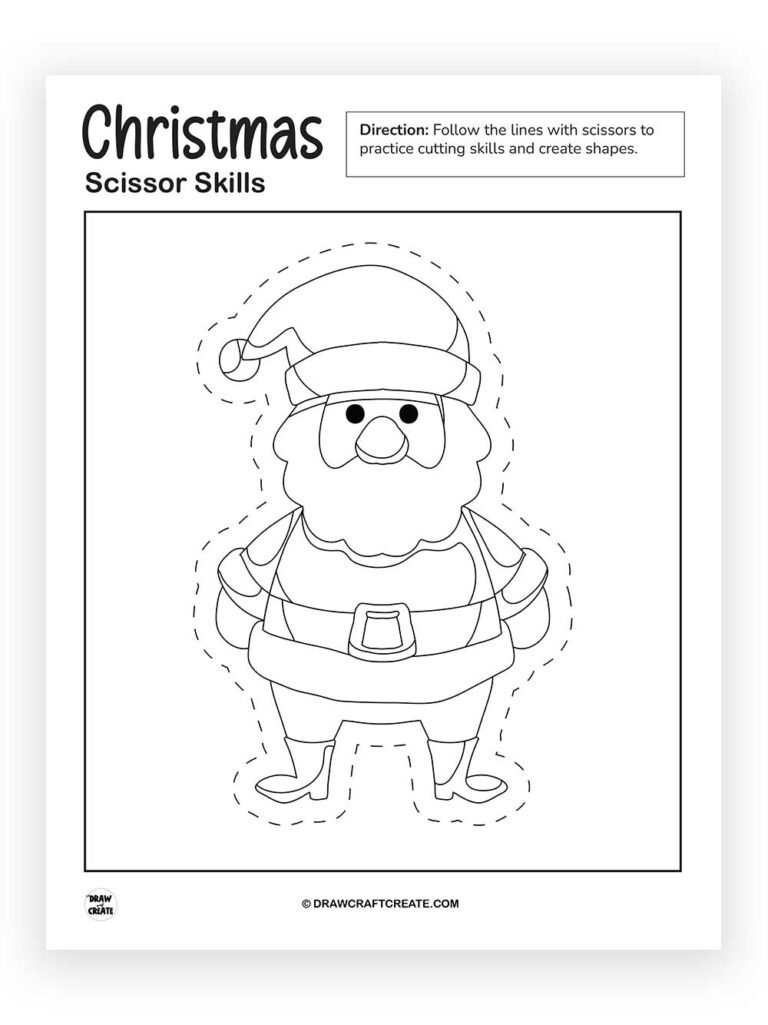 Free Printable Christmas Scissor Skills - Draw Craft Create