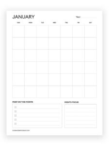 Free Printable Blank Calendars (Vertical, Landscape) - Draw Craft Create