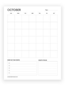 Free Printable Blank Calendars (Vertical, Landscape) - Draw Craft Create