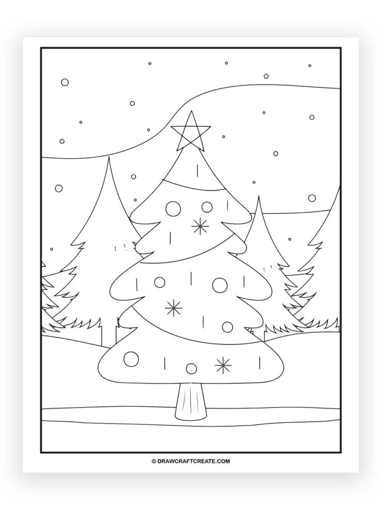 Free Printable Christmas Tree Coloring Pages - Draw Craft Create