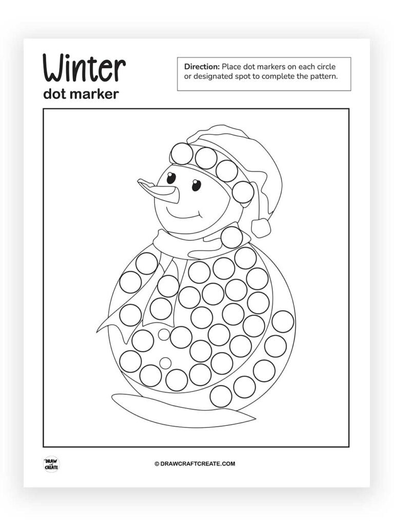 Free Printable Winter Dot Marker Coloring Pages - Draw Craft Create