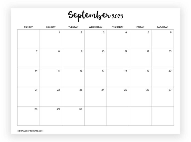 Free Printable 2025 Calendar Templates (All 12 Months) - Draw Craft Create
