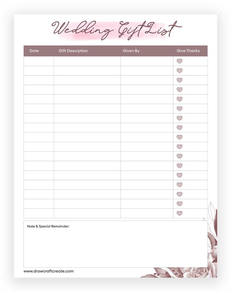 Free Printable Wedding Planner (33 Pages Pdf) - Draw Craft Create