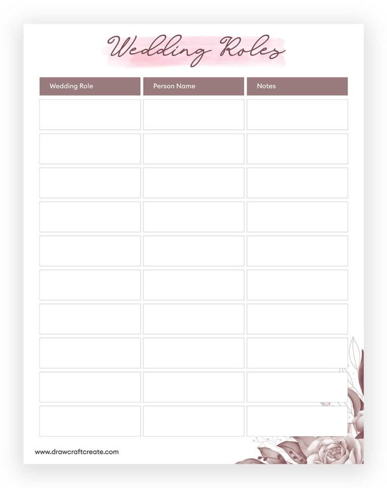 Free Printable Wedding Planner (33 Pages Pdf) - Draw Craft Create