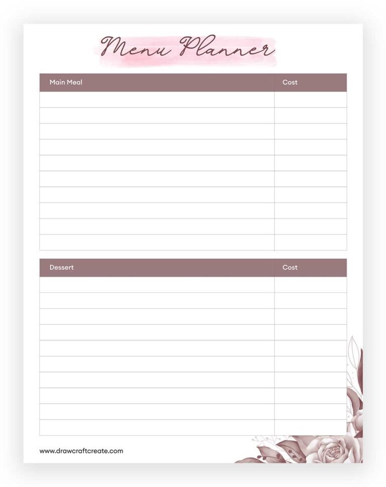 Free Printable Wedding Planner (33 Pages Pdf) - Draw Craft Create