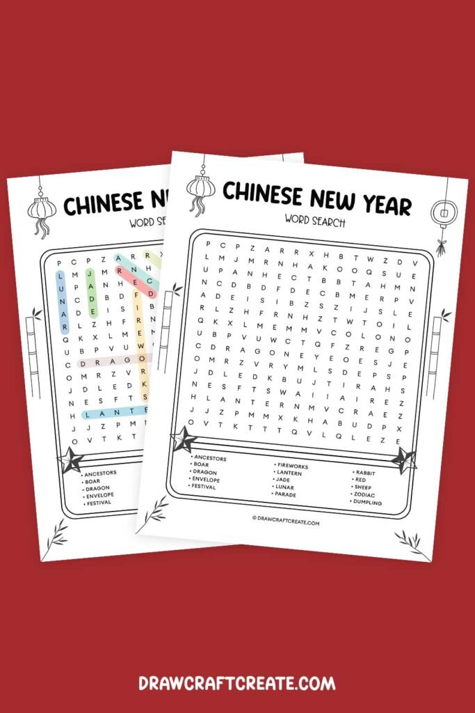 Chinese New Year Word Search Printable Free - Draw Craft Create