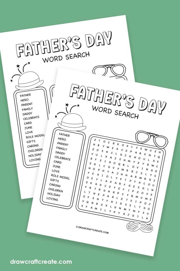 Father's Day Word Search Printable - Draw Craft Create