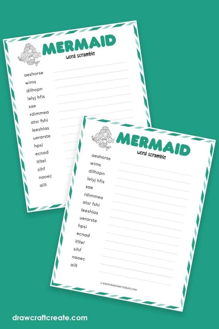 Free Printable Mermaid Word Scramble - Draw Craft Create