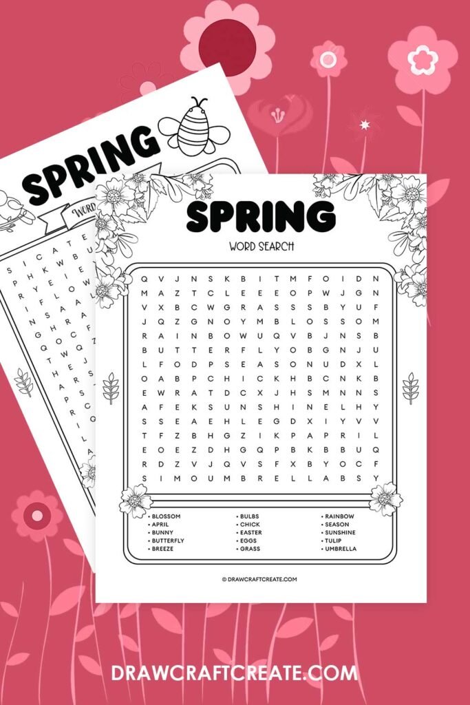 Free Printable Spring Word Search - Draw Craft Create