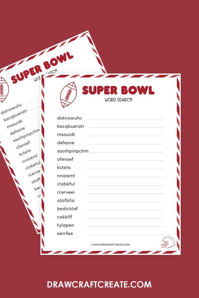 Free Printable Super Bowl Word Scramble - Draw Craft Create