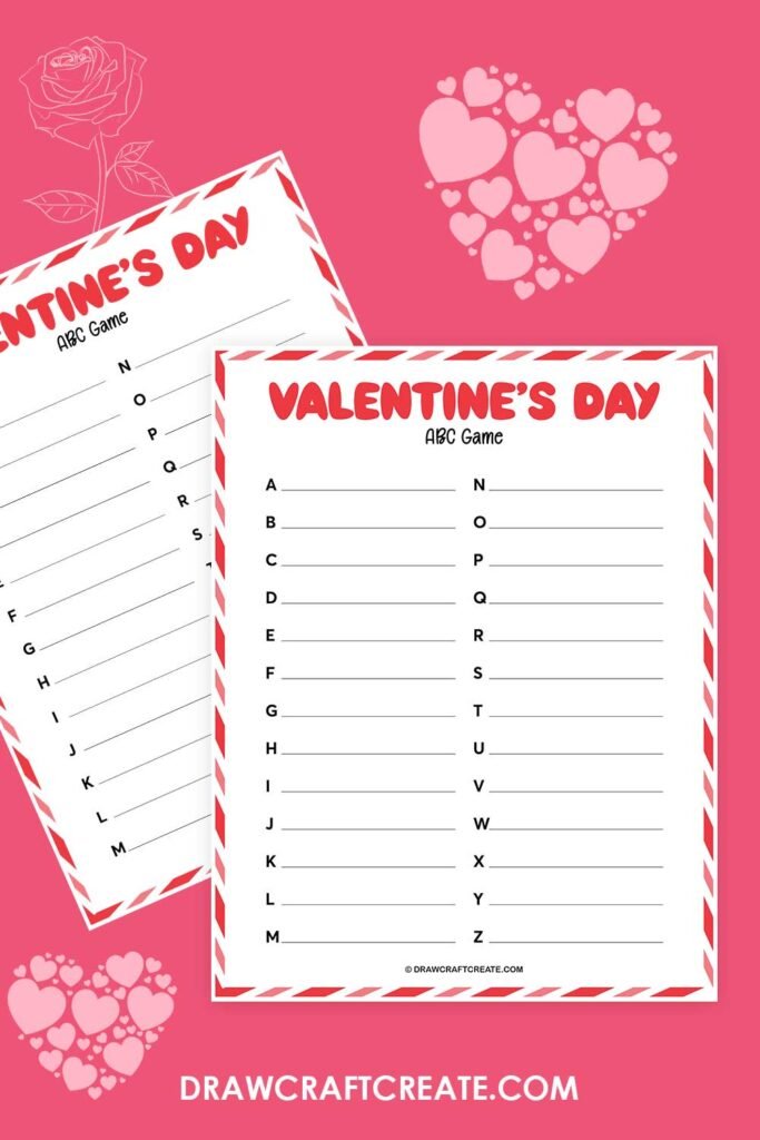 Free Printable Valentine's Day ABC Game - Draw Craft Create
