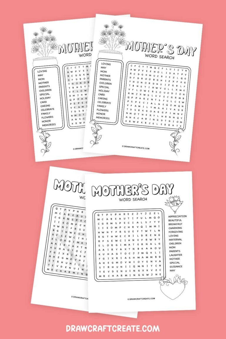 Mother's Day Word Search Printable Free - Draw Craft Create
