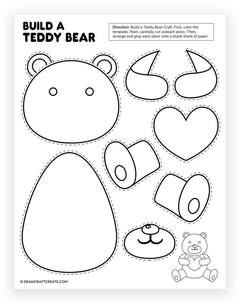 Free Printable Build A Teddy Bear Craft - Draw Craft Create