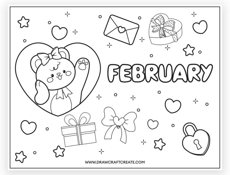 February Coloring Pages Free Printable - Draw Craft Create